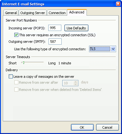 SSL / TLS Encryption for Outlook 2007 | Tiger Technologies Support