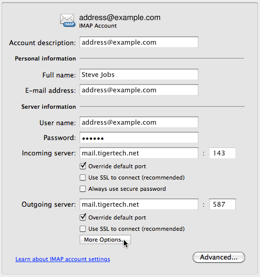 Verifying Outlook 2011 Settings | Tiger Technologies Support